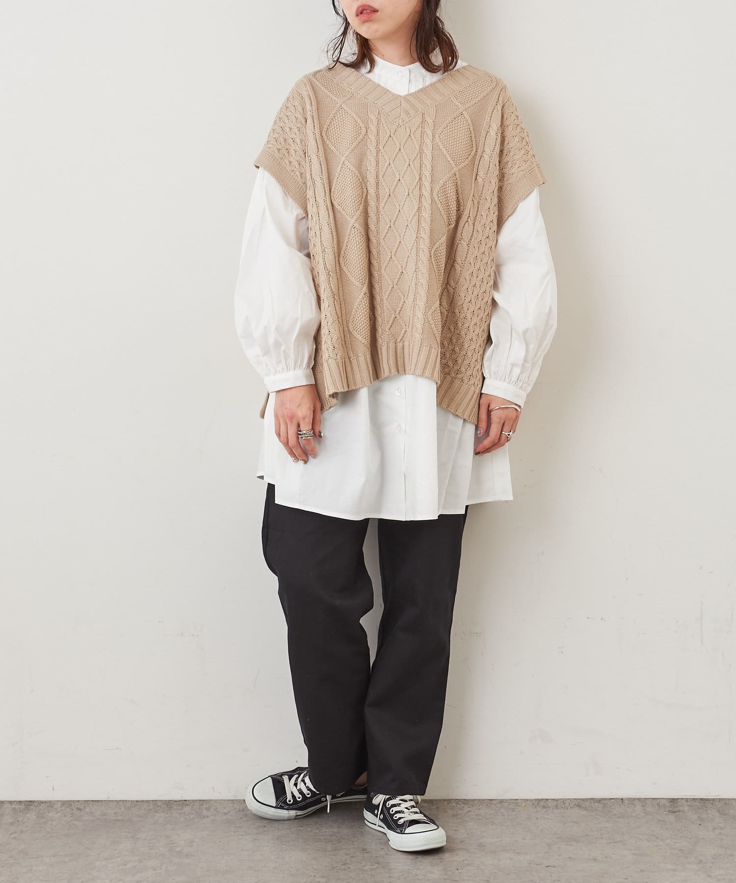 ケーブル編みベスト | NICE CLAUP / OLIVE des OLIVE OUTLET(ナイスクラップ / オリーブ デ オリーブ ...