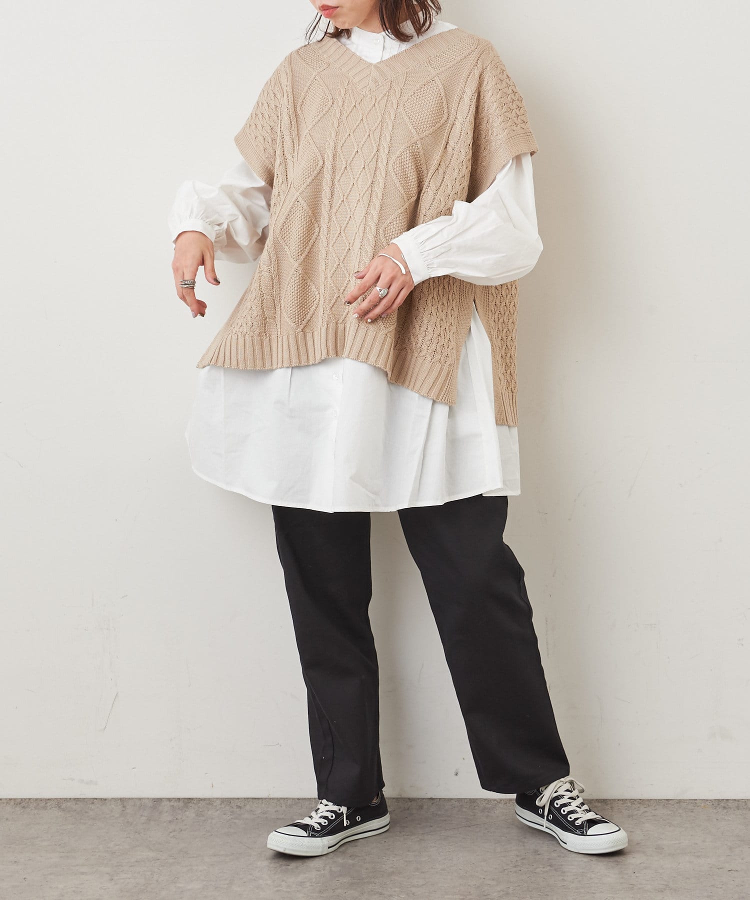 ケーブル編みベスト | NICE CLAUP / OLIVE des OLIVE OUTLET(ナイスクラップ / オリーブ デ オリーブ ...