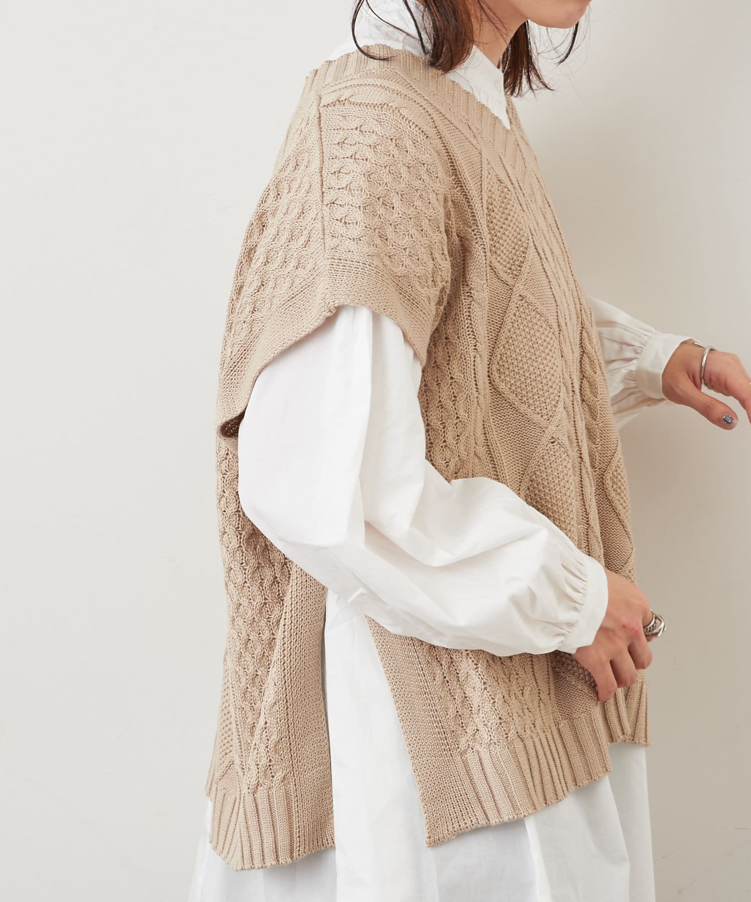ケーブル編みベスト | NICE CLAUP / OLIVE des OLIVE OUTLET(ナイスクラップ / オリーブ デ オリーブ ...
