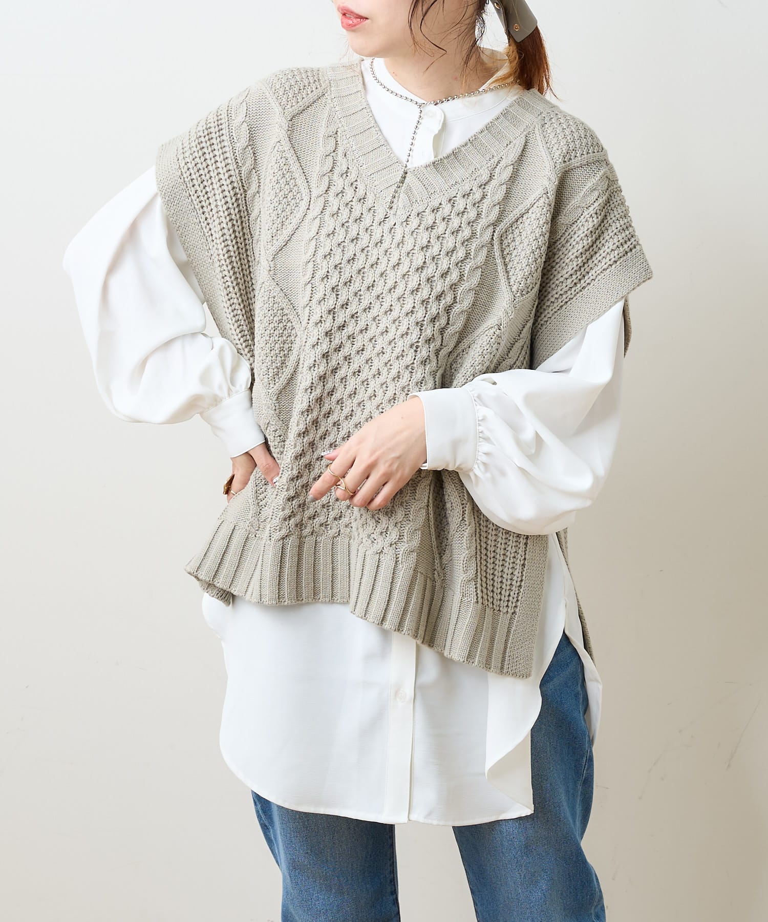 ケーブルニットベスト | NICE CLAUP / OLIVE des OLIVE OUTLET(ナイスクラップ / オリーブ デ オリーブ ...