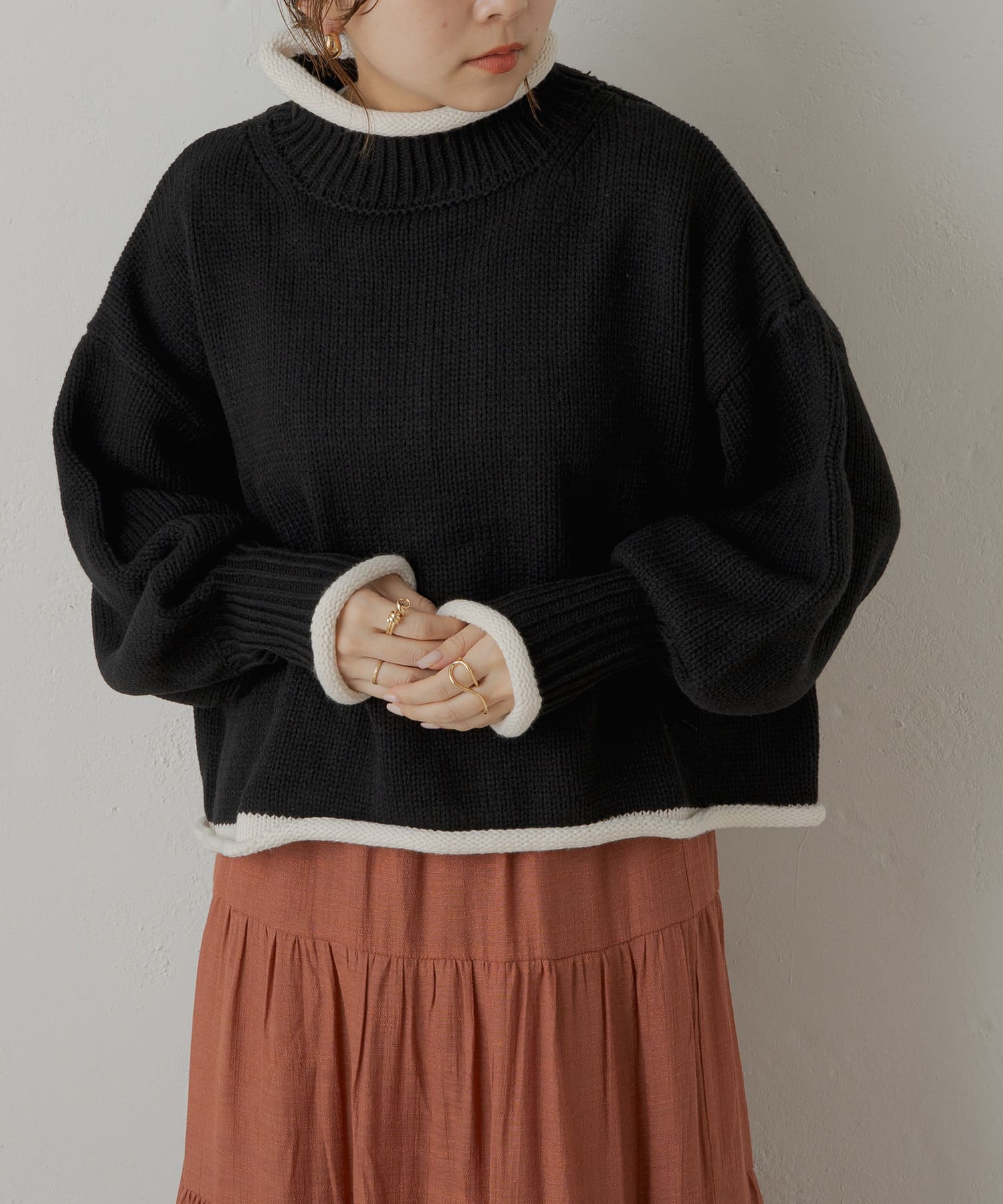 【WEB限定】配色ライン入りニット | NICE CLAUP / OLIVE des OLIVE OUTLET(ナイスクラップ / オリーブ ...