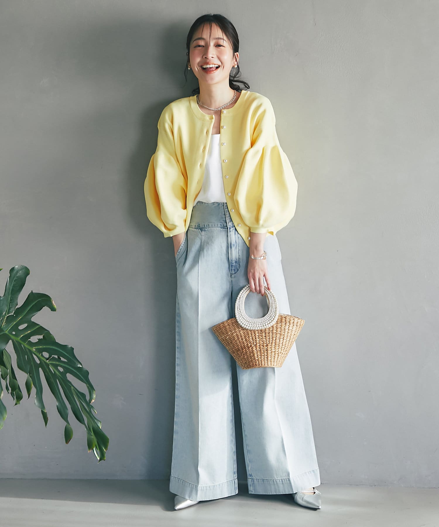 【好評ににつき復刻！・前後2WAY】パールぽわんとスリーブニットカーディガン | La boutique BonBon(ラブティックボンボン ...