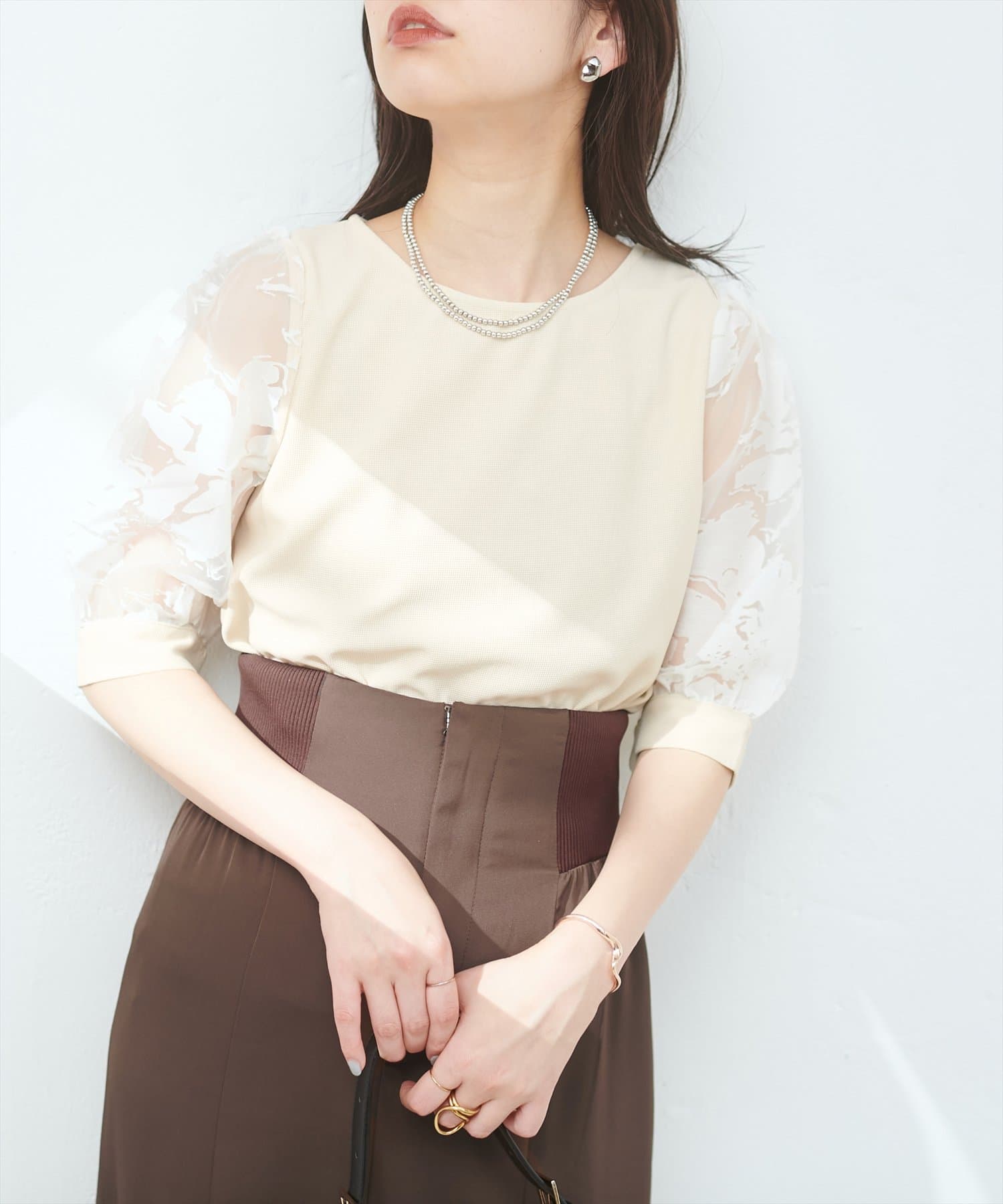 オパール袖切替鹿の子トップス | natural couture(ナチュラルクチュール)レディース | PAL CLOSET(パルクローゼット ...