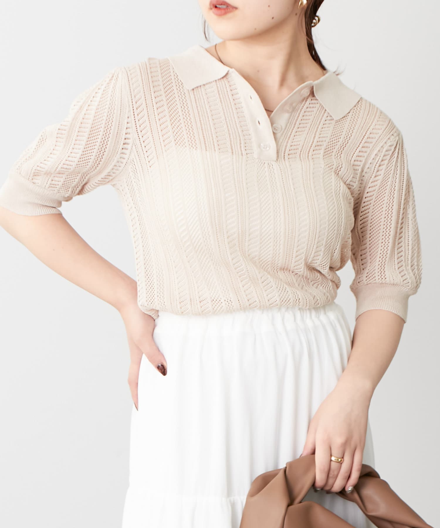 【初秋も活躍 】透かしポロニット | NICE CLAUP / OLIVE des OLIVE OUTLET(ナイスクラップ / オリーブ デ ...