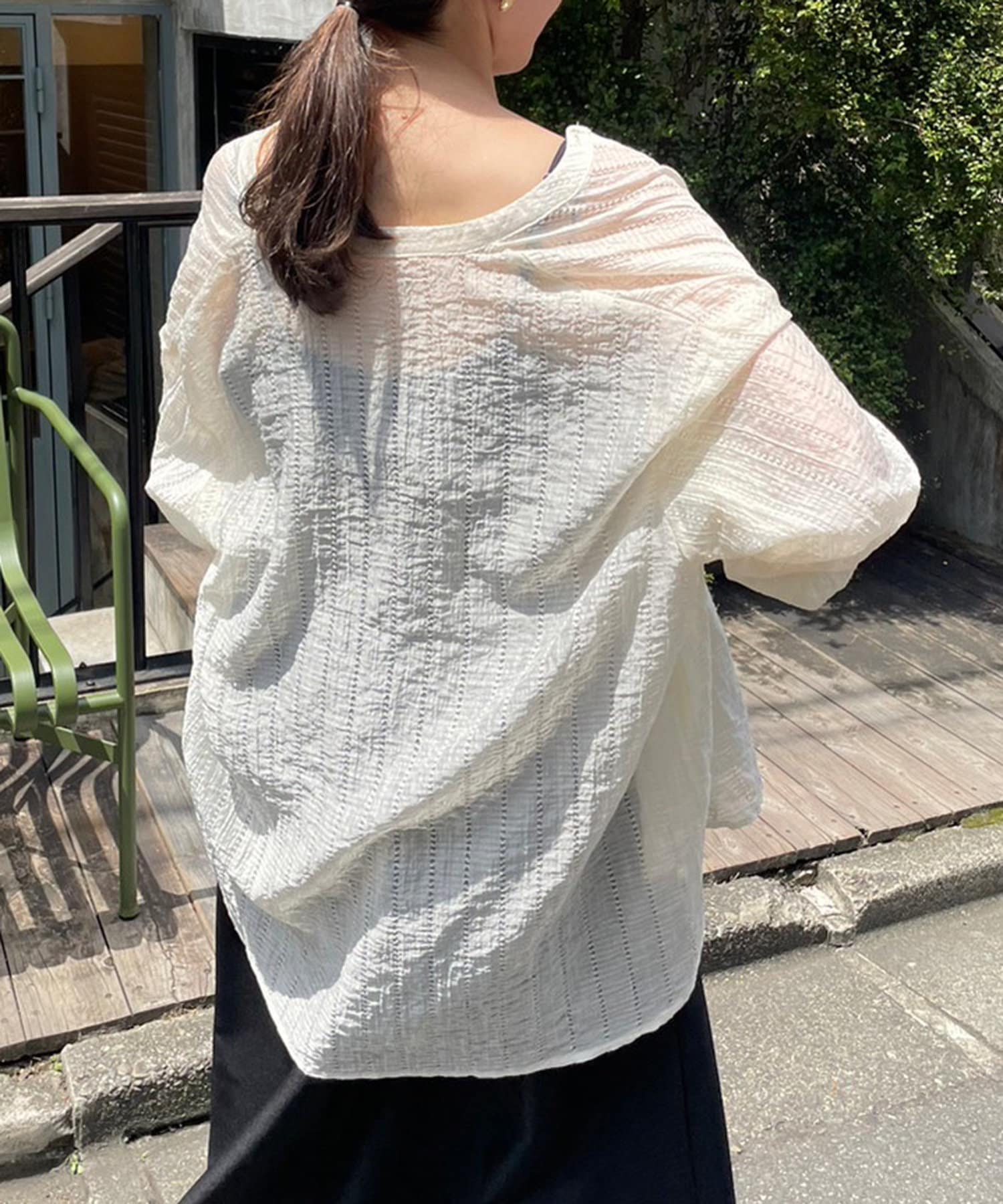 【Misato’s pick up】バンドカラーシアストライプシャツ | NICE CLAUP / OLIVE des OLIVE ...