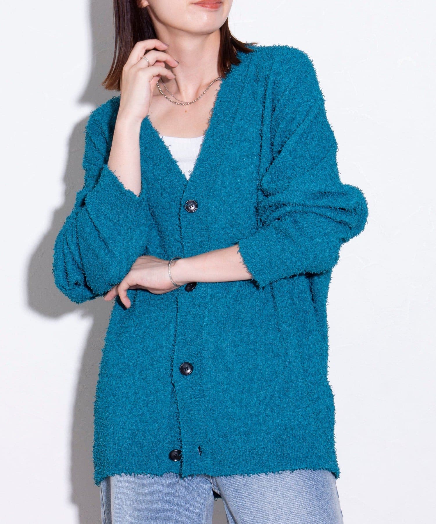 【GLOSTER】ルーズシルエット 異素材 ツイストブークレ ニットカーディガン | FREDY & GLOSTER(フレディ アンド ...