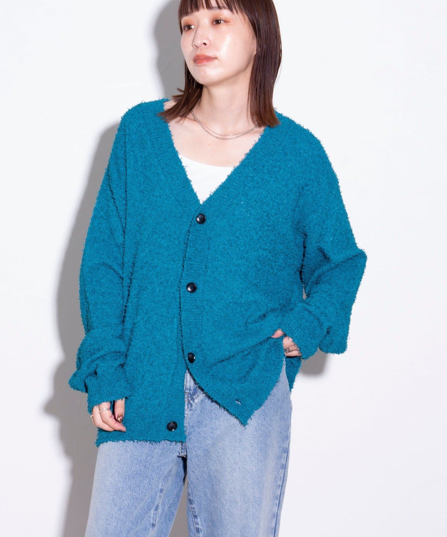 【GLOSTER】ルーズシルエット 異素材 ツイストブークレ ニットカーディガン | FREDY & GLOSTER(フレディ アンド ...