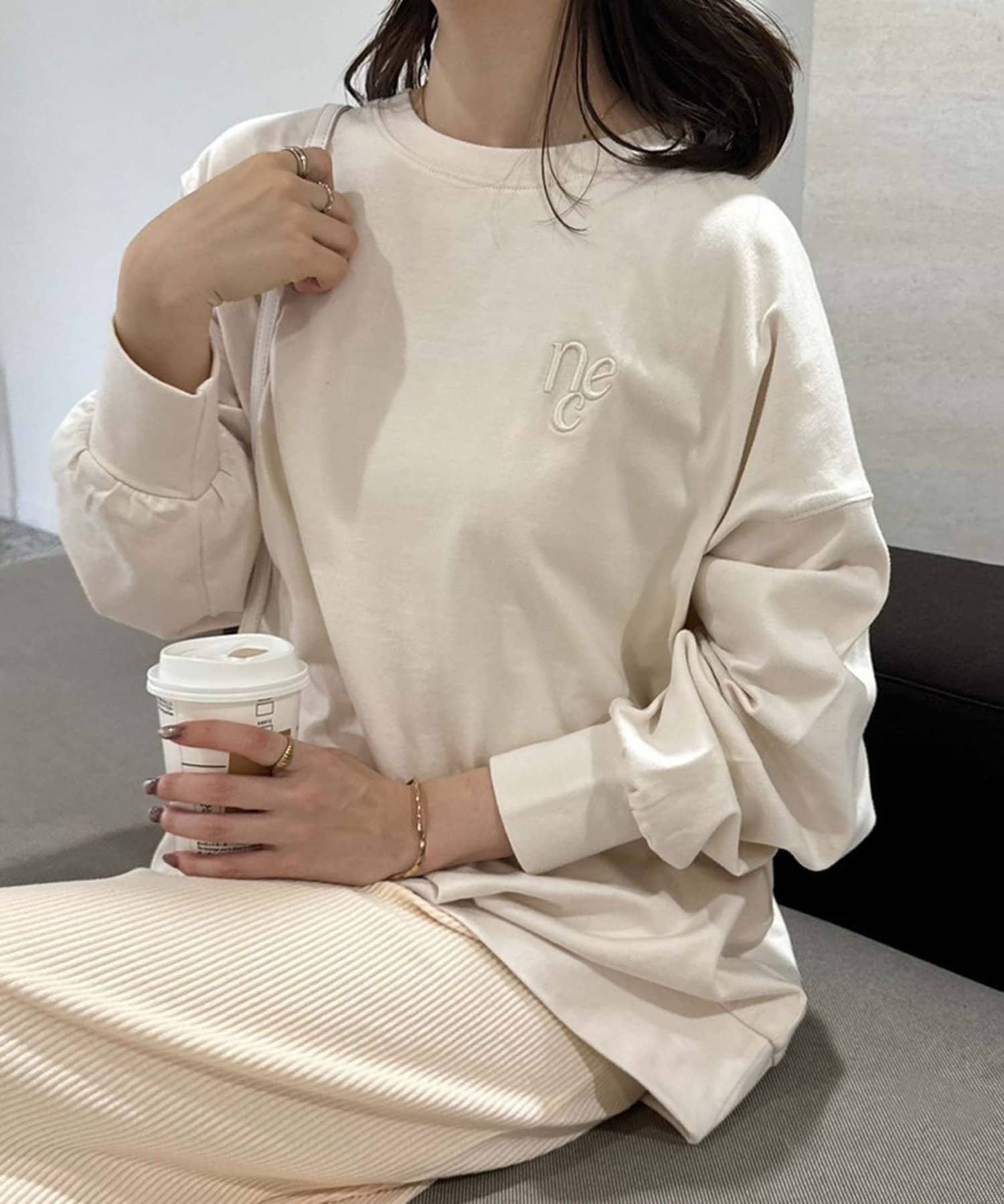 【one after another】ワンポイント刺繍ビッグロンT | NICE CLAUP / OLIVE des OLIVE OUTLET ...