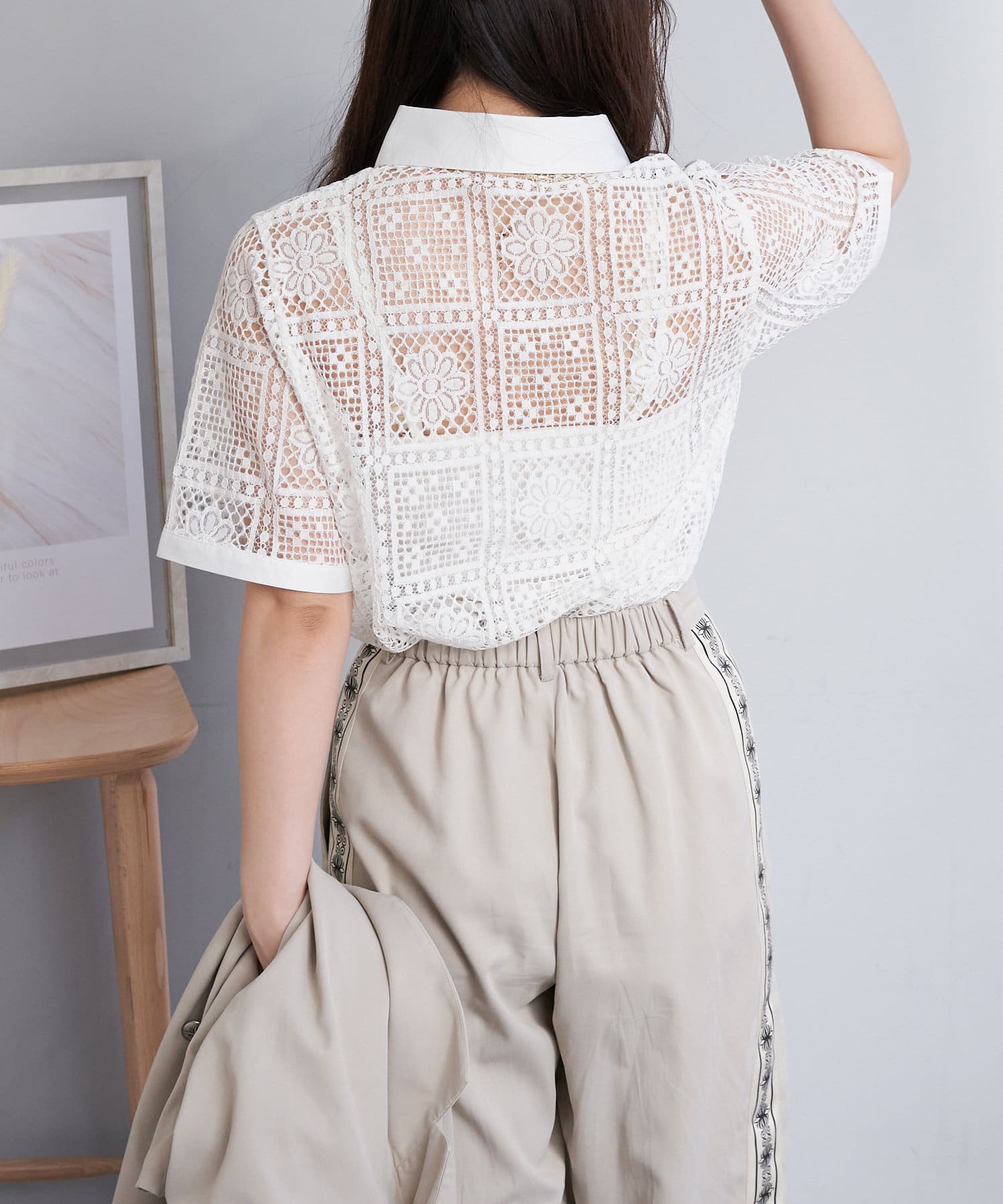 レース×サテン半袖シャツ | Remind me and forever(リマインドミーアンドフォーエバー)レディース | PAL ...